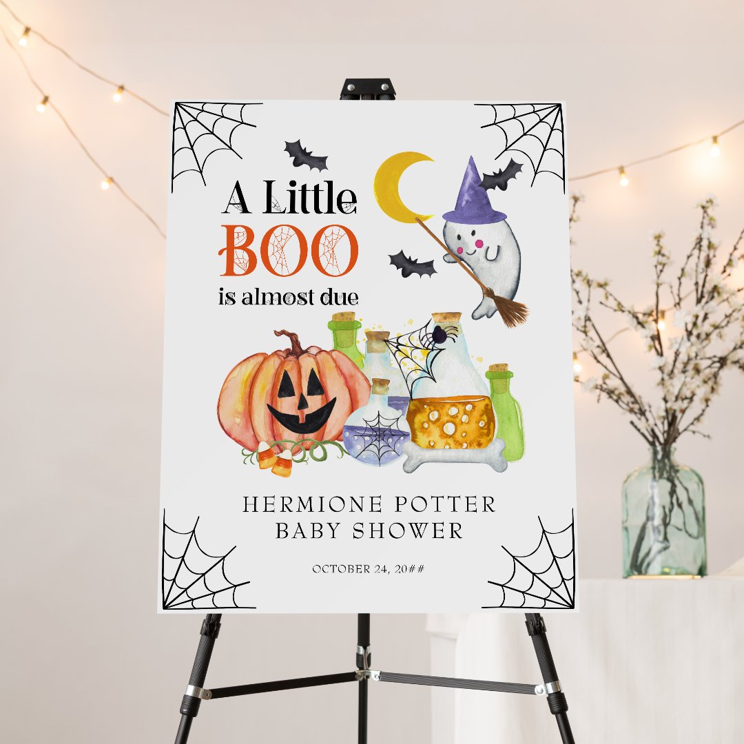Little Boo Ghost and Potion Baby Shower Easel Foam Board | Zazzle