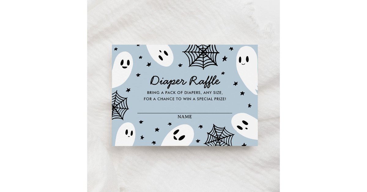 Little Boo Ghost Baby Shower Diaper Raffle Ticket Enclosure Card | Zazzle