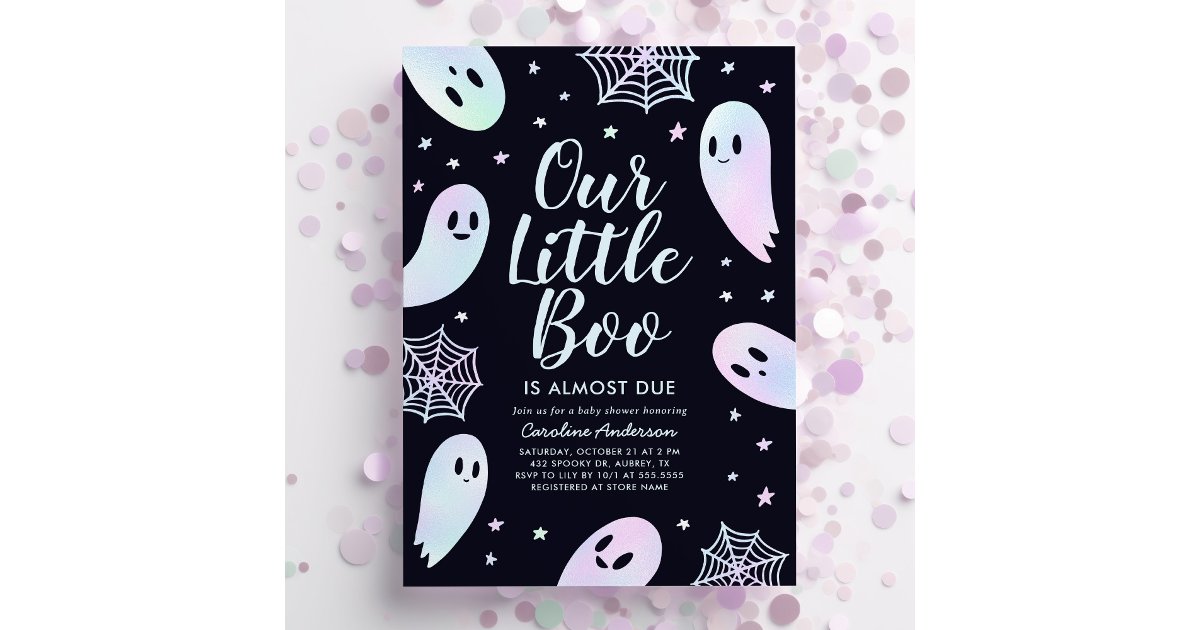 Little Boo Ghost Halloween Baby Shower Invitation | Zazzle