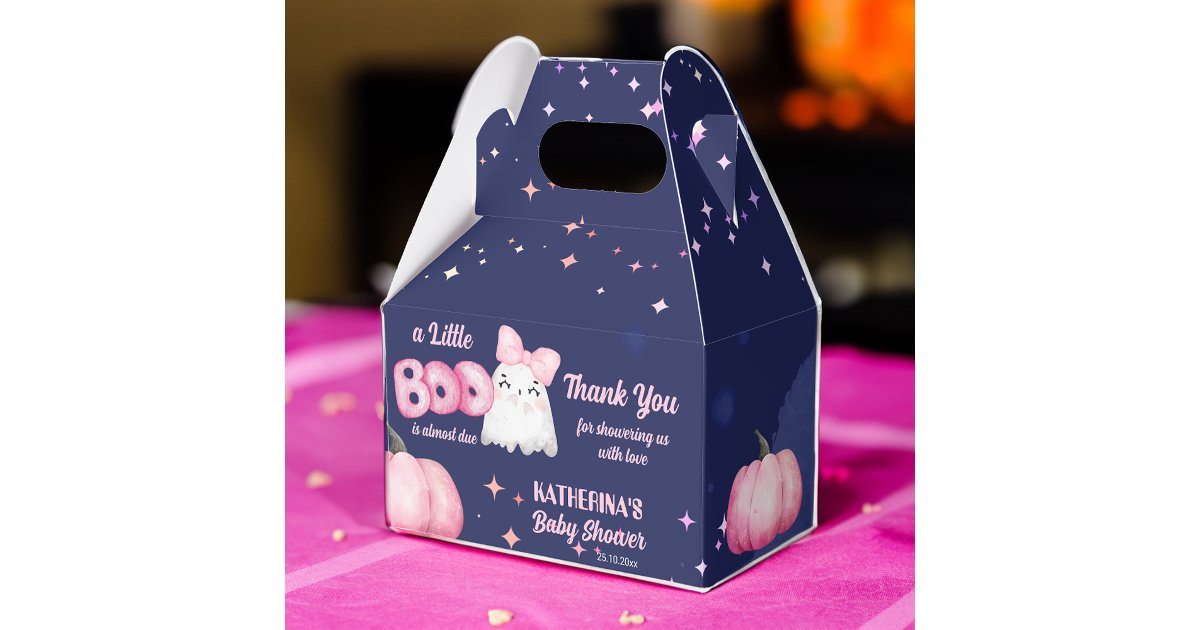 Little boo Halloween baby girl ghost baby shower Favor Boxes | Zazzle
