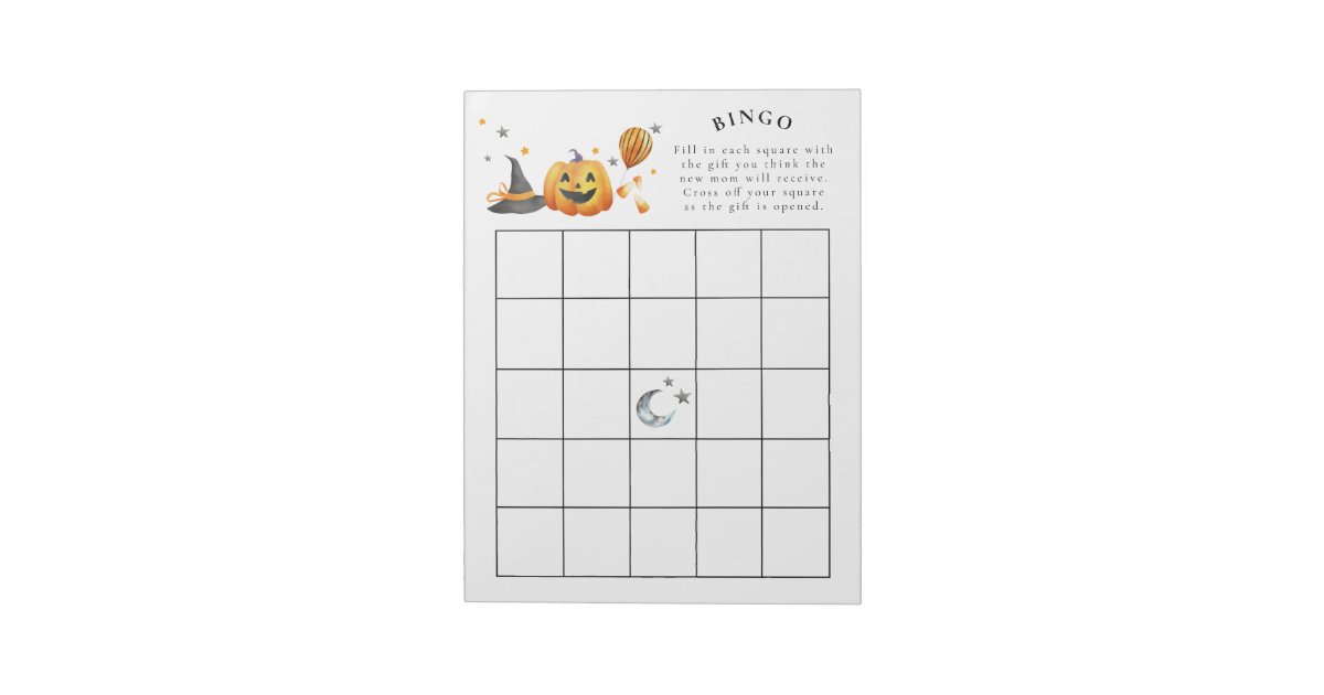 Little Boo Halloween Baby Shower Bingo Game Notepad | Zazzle
