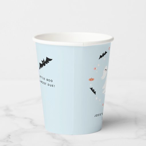 Little Boo Halloween baby shower blue paper cups | Zazzle
