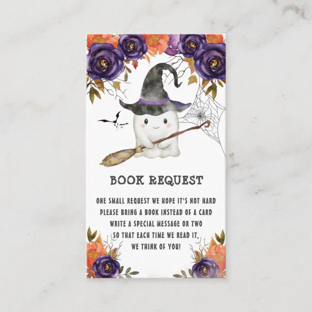Little Boo Halloween Baby Shower Book Request Enclosure Card | Zazzle