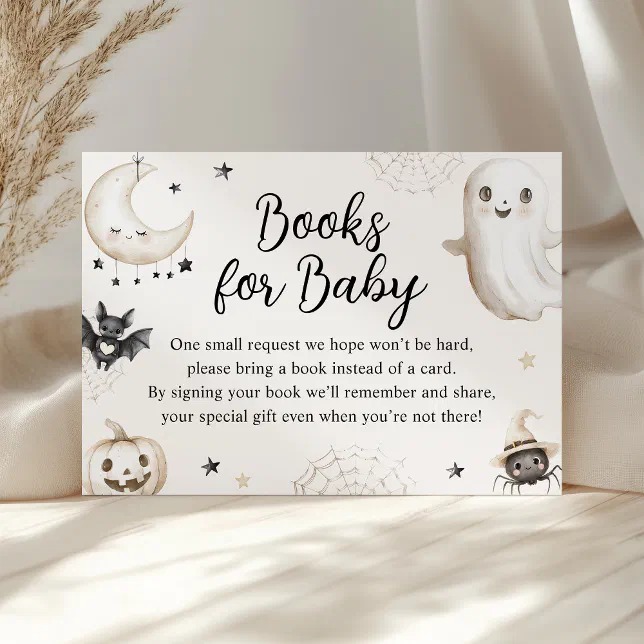 Little Boo Halloween Baby Shower Books for Baby Enclosure Card | Zazzle