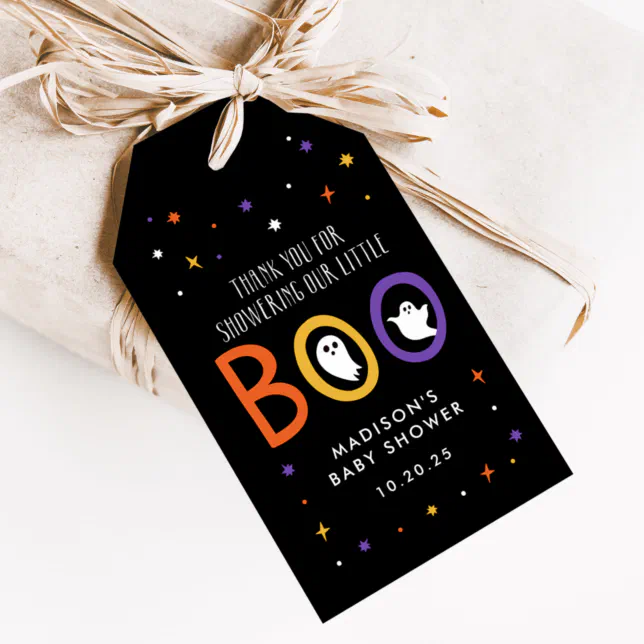 Little Boo Halloween Baby Shower Gift Tags | Zazzle
