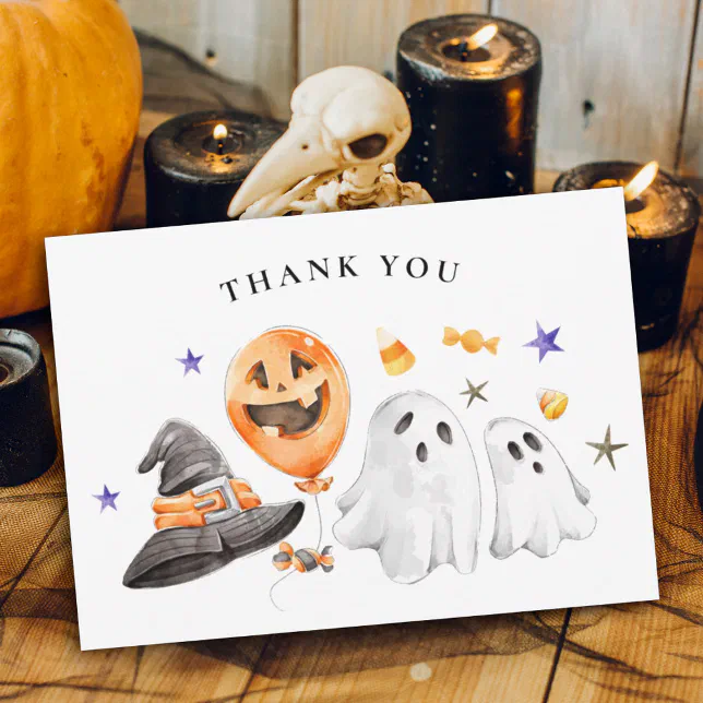 Little Boo Halloween Baby Shower Thank You Card | Zazzle