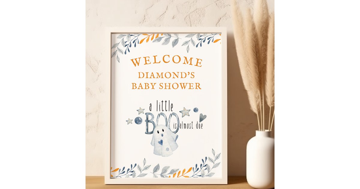 Little Boo Halloween Baby Shower Welcome Poster | Zazzle