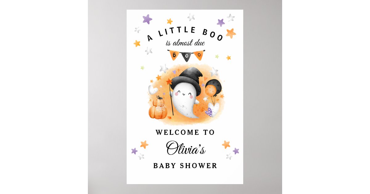 Little Boo Halloween Baby Shower Welcome Sign | Zazzle