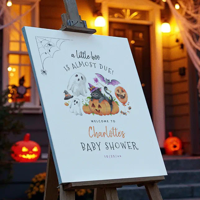 Little Boo Halloween Baby Shower Welcome Sign | Zazzle