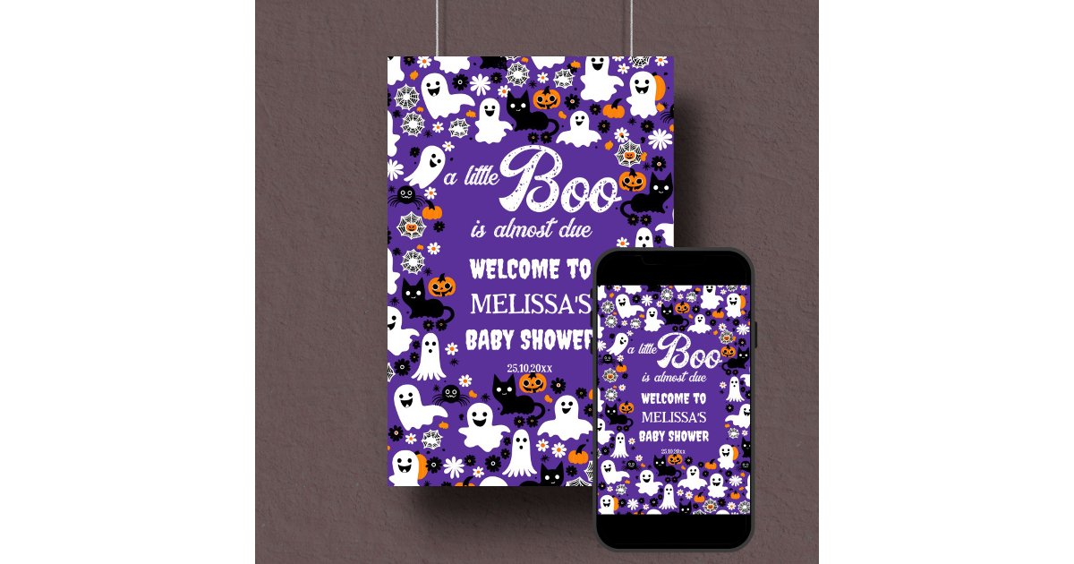 Little boo Halloween baby shower welcome sign | Zazzle