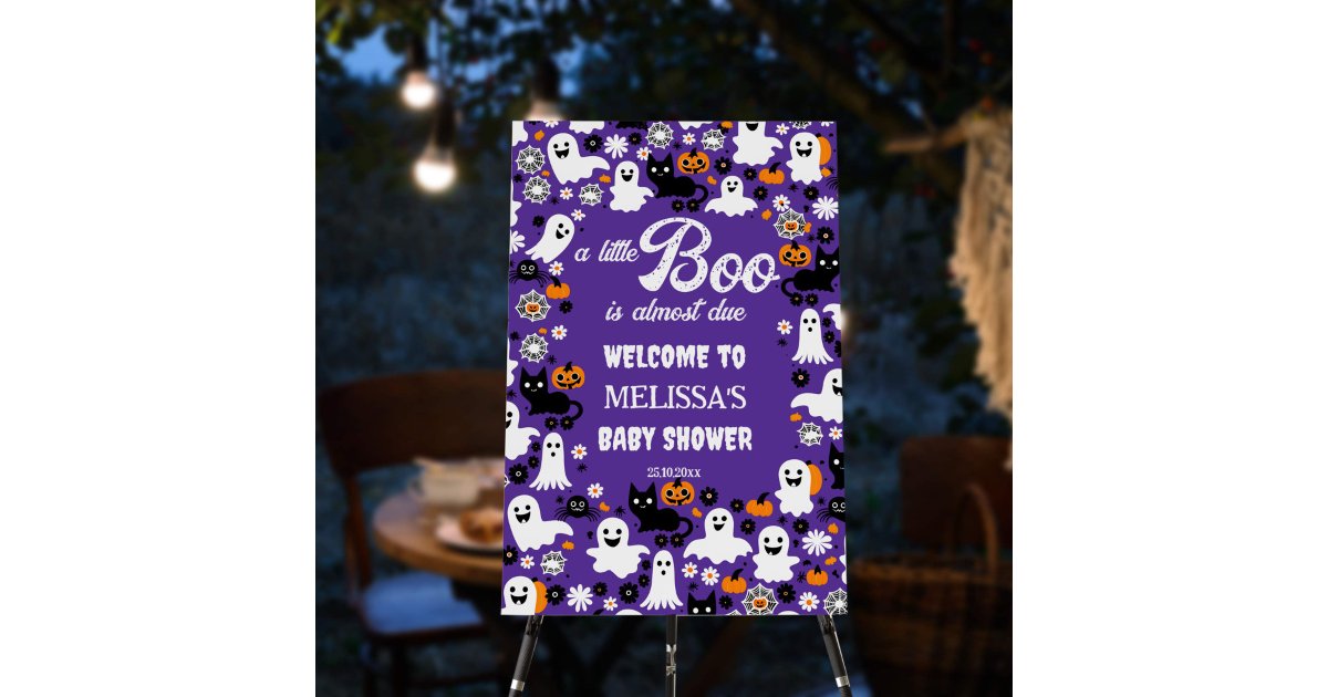 Little boo Halloween baby shower welcome sign | Zazzle