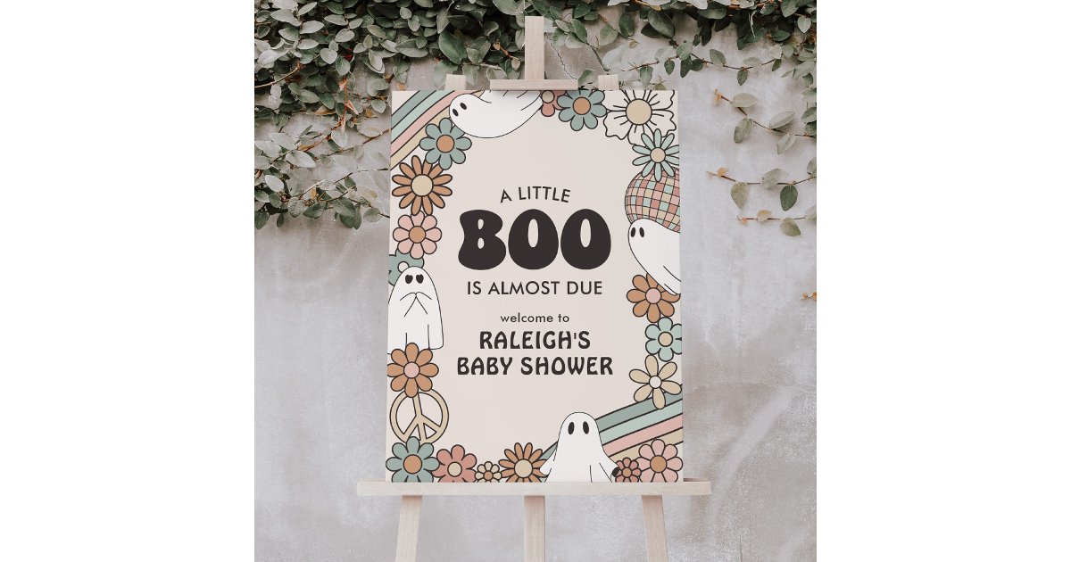 Little Boo Halloween Baby Shower Welcome Sign | Zazzle
