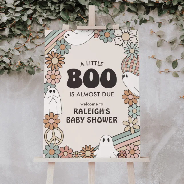 Little Boo Halloween Baby Shower Welcome Sign | Zazzle