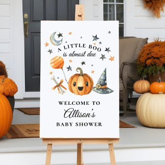 Little Boo Halloween Baby Shower Welcome Sign | Zazzle