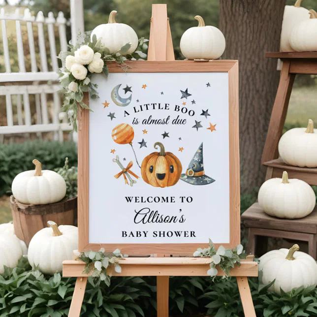 Little Boo Halloween Baby Shower Welcome Sign | Zazzle