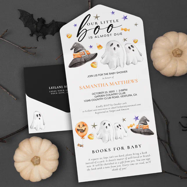 Little Boo Halloween Books for Baby All In One Invitation | Zazzle