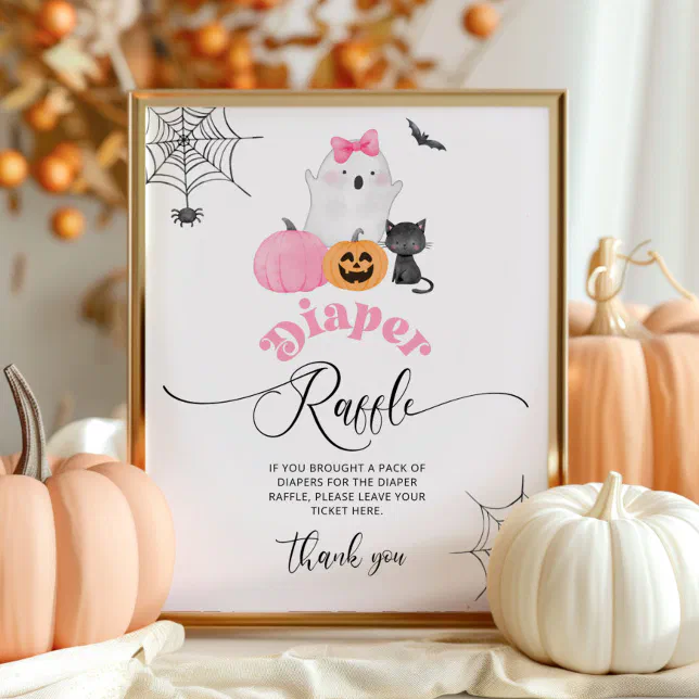 Little Boo Halloween Diaper raffle Poster | Zazzle