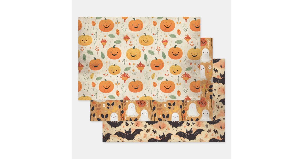 Little Boo Halloween Pattern Baby Shower Wrapping Paper Sheets | Zazzle