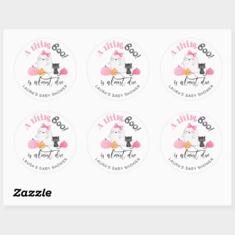 Little Boo is almost due baby shower Classic Round Sticker | Zazzle