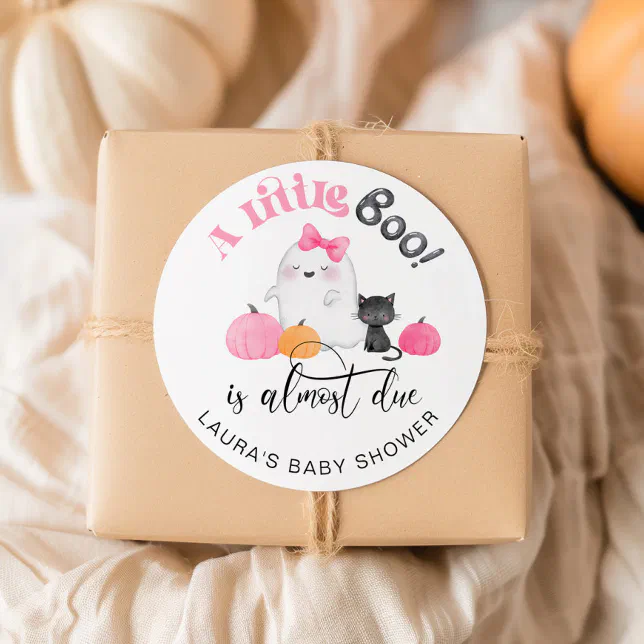 Little Boo is almost due baby shower Classic Round Sticker | Zazzle