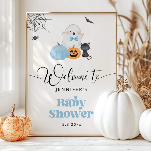 Little boo is almost Due baby shower welcome Poster | Zazzle