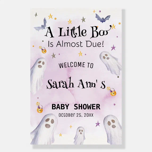 Little Boo Is Almost Due Baby Shower Welcome Sign | Zazzle