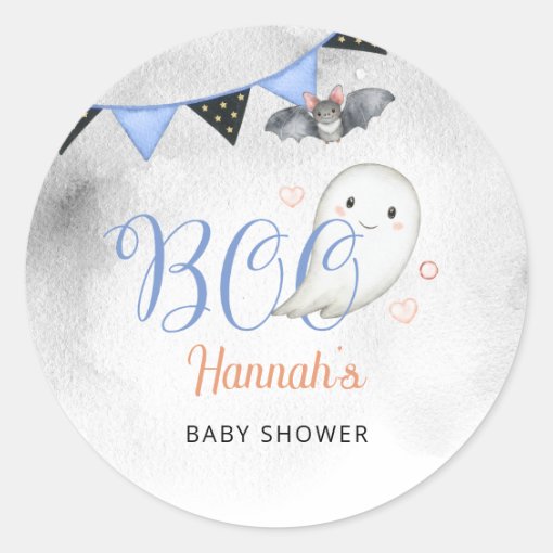 Little Boo is Almost Due Boy Baby Shower Favor Classic Round Sticker ...