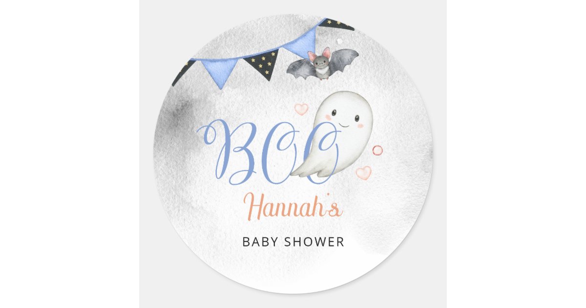 Little Boo is Almost Due Boy Baby Shower Favor Classic Round Sticker ...