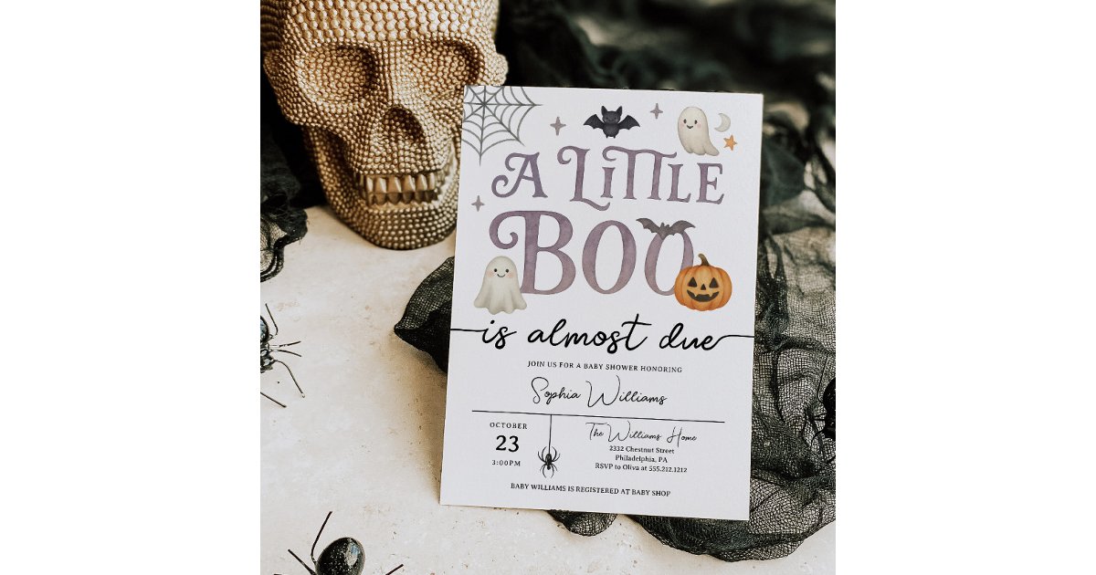 Little Boo is Almost Due Halloween Baby Shower Invitation | Zazzle
