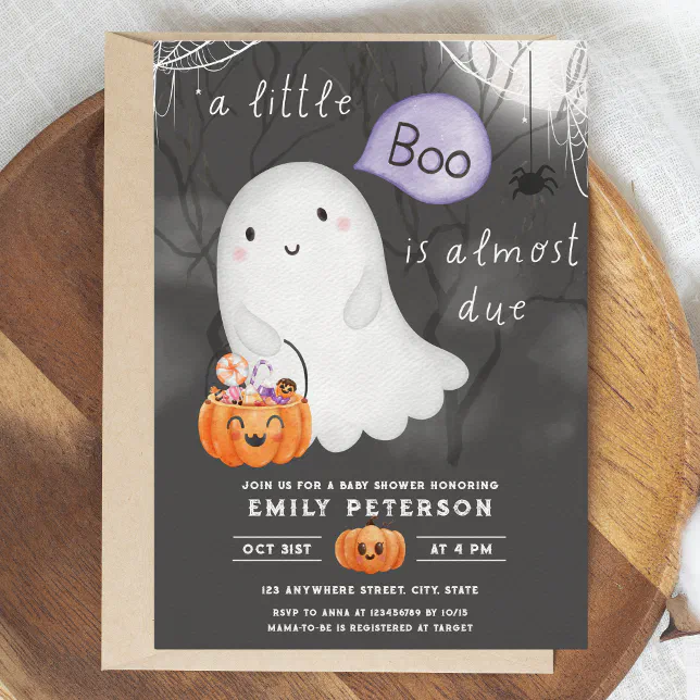 Little Boo is Almost Due | Halloween Baby Shower Invitation | Zazzle