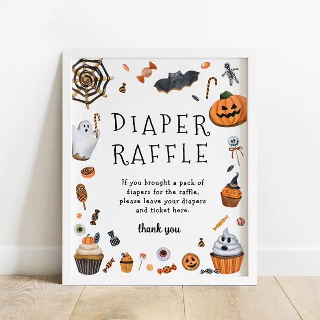 Little Boo is almost due Halloween Diaper Raffle Poster | Zazzle