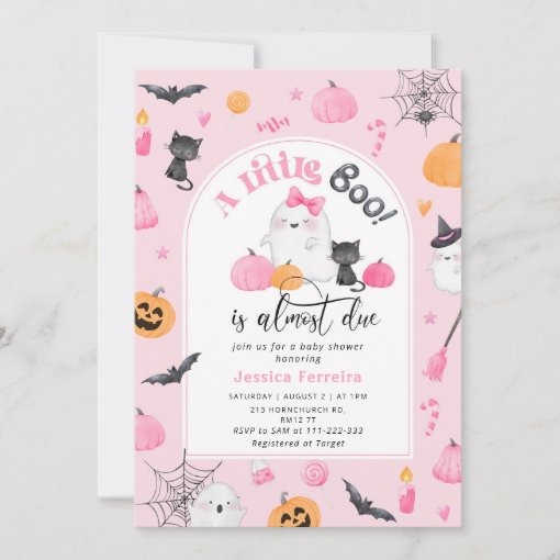 Little Boo is almost Due pink girl baby shower Invitation | Zazzle