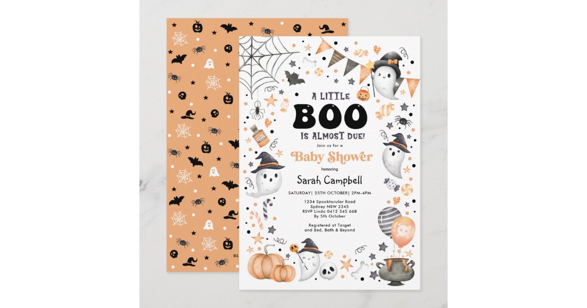 Little Boo is Brewing Halloween Ghost Baby Shower Invitation | Zazzle