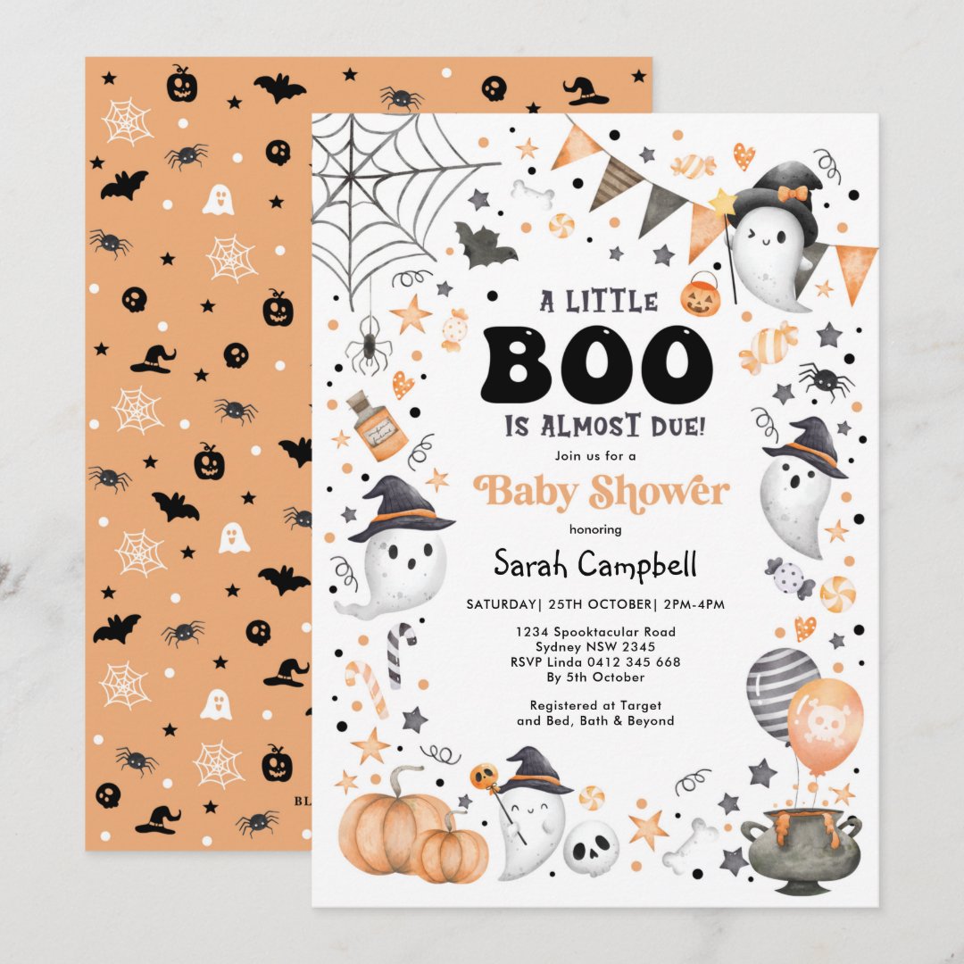 Little Boo is Brewing Halloween Ghost Baby Shower Invitation | Zazzle