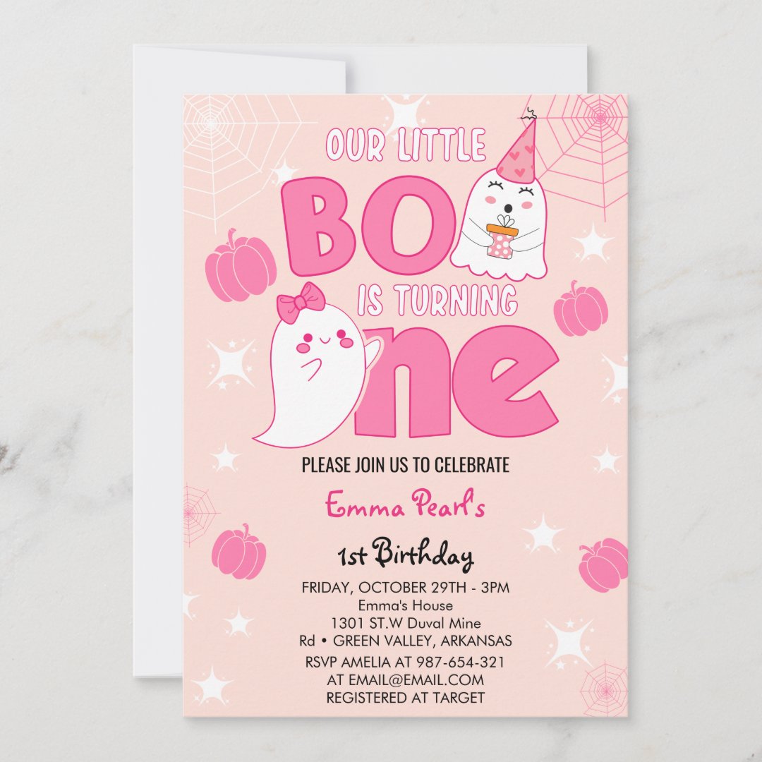 Little Boo is Turning One Halloween First Birthday Invitation | Zazzle
