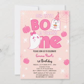 Little Boo is Turning One Halloween First Birthday Invitation | Zazzle