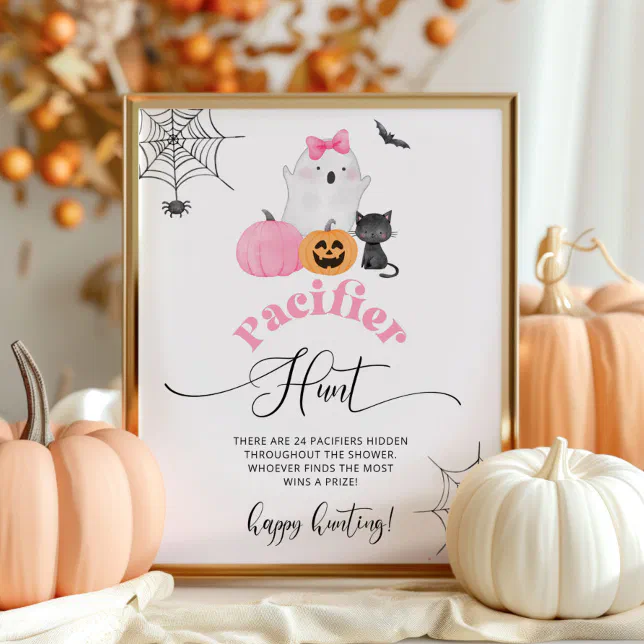 Little boo Pacifier hunt baby shower game Poster | Zazzle