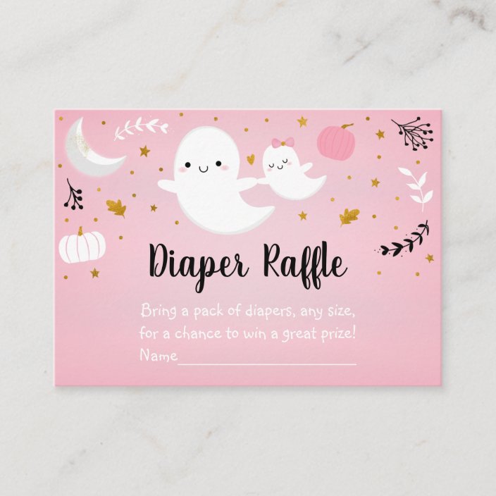 Little Boo Pink Ghost Baby Shower Diaper Raffle Enclosure Card | Zazzle.com