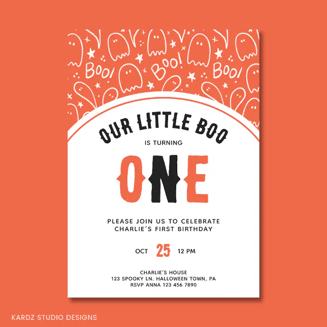 Little Boo Spooktacular Boy 1st Birthday Party Invitation | Zazzle