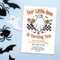 Little Boo Turning Two Retro Ghost 2nd Birthday Invitation | Zazzle