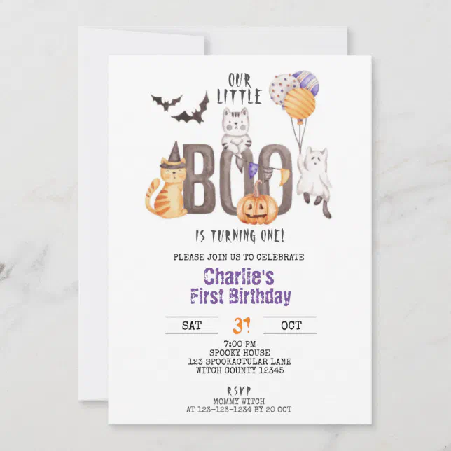 Little Boo Turns One, Halloween 1st Birthday Invitation | Zazzle