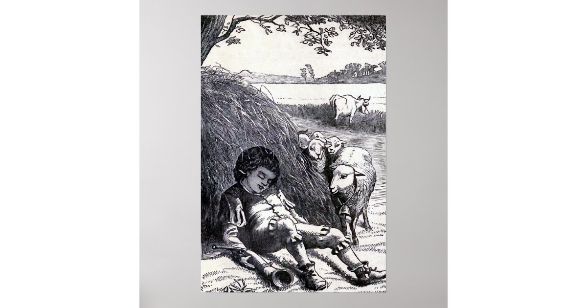 "Little Boy Blue" Vintage Illustration Poster | Zazzle