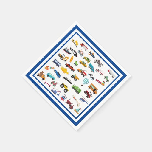 Little Boy Cars Vehicle Pattern Kid Birthday Party Napkins | Zazzle