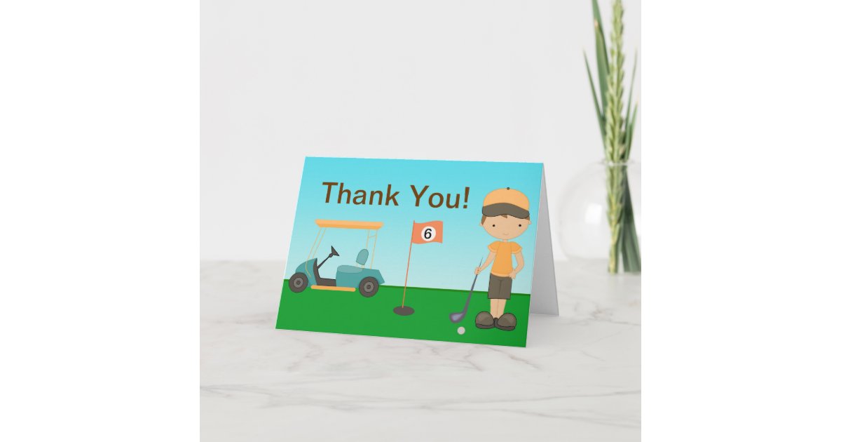 Little Boy Golf Thank You Card | Zazzle