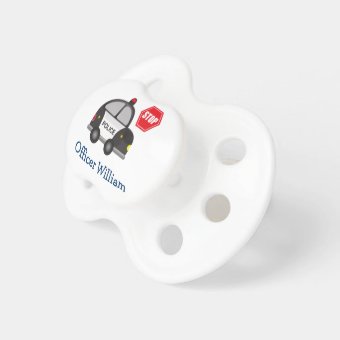 Little Boy Police Officer and Car Baby Pacifier | Zazzle