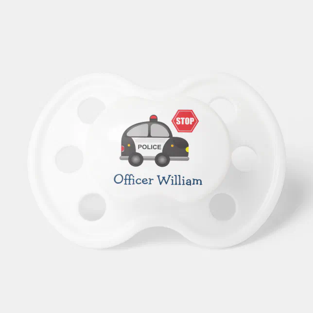 Little Boy Police Officer and Car Baby Pacifier | Zazzle