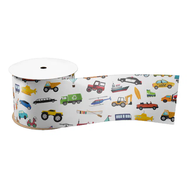 Little Boy Things That Move Vehicle Car Satin Ribbon | Zazzle