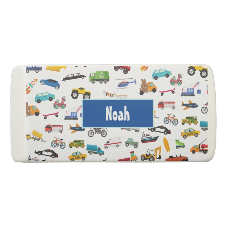 Little Boy Things That Move Vehicle Car School Eraser | Zazzle
