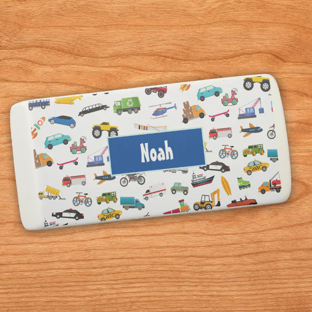 Little Boy Things That Move Vehicle Car School Eraser | Zazzle