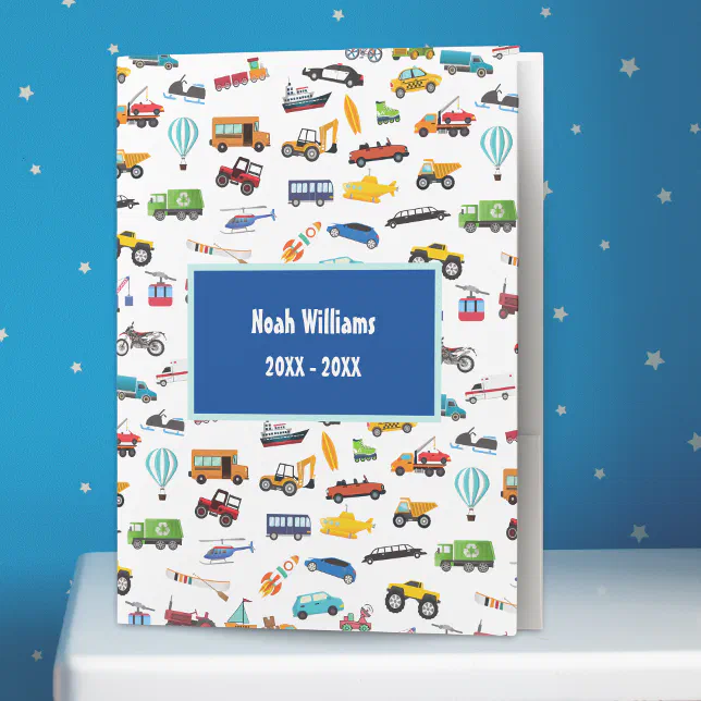 Little Boy Things That Move Vehicle Car School Pocket Folder | Zazzle